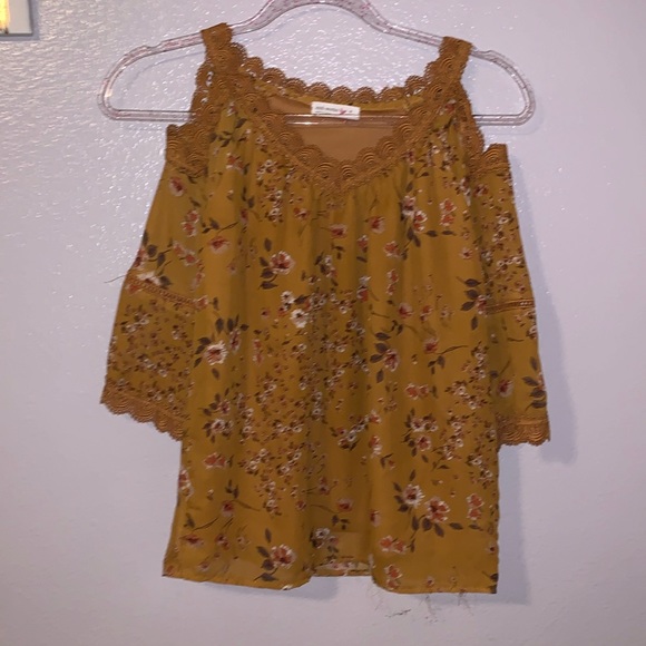Knitworks | Shirts & Tops | Knit Works Brown Floral Lace Hippie Cold ...